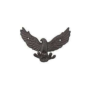 Handcrafted Nautical Decor Cast Iron Flying Eagle Decorative Metal Talons Wall Hooks 6"