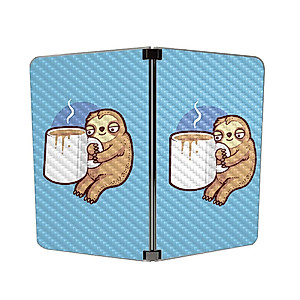 MightySkins Carbon Fiber Skin for Microsoft Surface Duo - Good Morning Sloth | Protective, Durable Textured Carbon Fiber Finish | Easy to Apply | Made in The USA