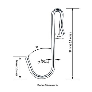 eeZe Rack ST-JH-01 304 Stainless Steel Heavy Duty S Hooks S Shaped Hooks Hangers (20-pack, 304 Stainless)