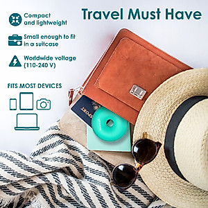 Travel Power Strip Surge Protector with USB, Portable Charging Station Extension Cord, Compact USB C Power Strip for Travel, Hotels, Home & Office (Green)