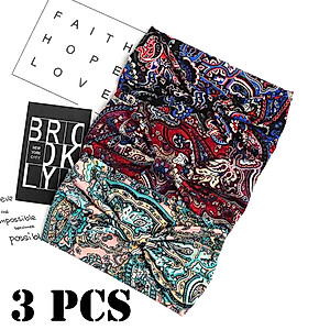 Aceorna Boho Headbands Wide Knot Hair Band Elastic Turban Head Band Stretch Twist Head Wraps Fashion Hair Accessories for Women 3 Pcs (Set F)