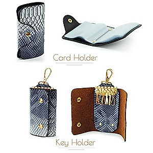 HOXIS Pack of 7 Bags Women Multi-purpose Classic Design Patent Purse Leather Leatherette Shoulder Handbag (Light Color Snake Pattern)