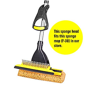 Yocada Sponge Mop Replacement Refill Head Home Commercial Use Tile Floor Bathroom Garage Cleaning Easily Dry Wringing 2 PCS