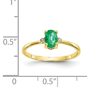 IceCarats 10K Yellow Gold Diamond Green Emerald Ring Gemstone Band April May Birthstone Jewelry Size 6