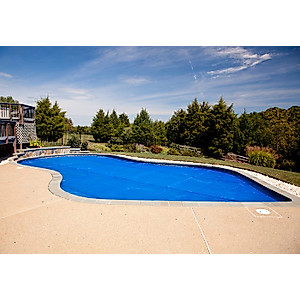 AURSK Solar Pool Cover for Above Ground and In Ground Swimming Pools, 16-mil 12ft x 24ft Rectangle Heavy-Duty Heat Retaining Pool Solar Blanket | Blue 1600 Series