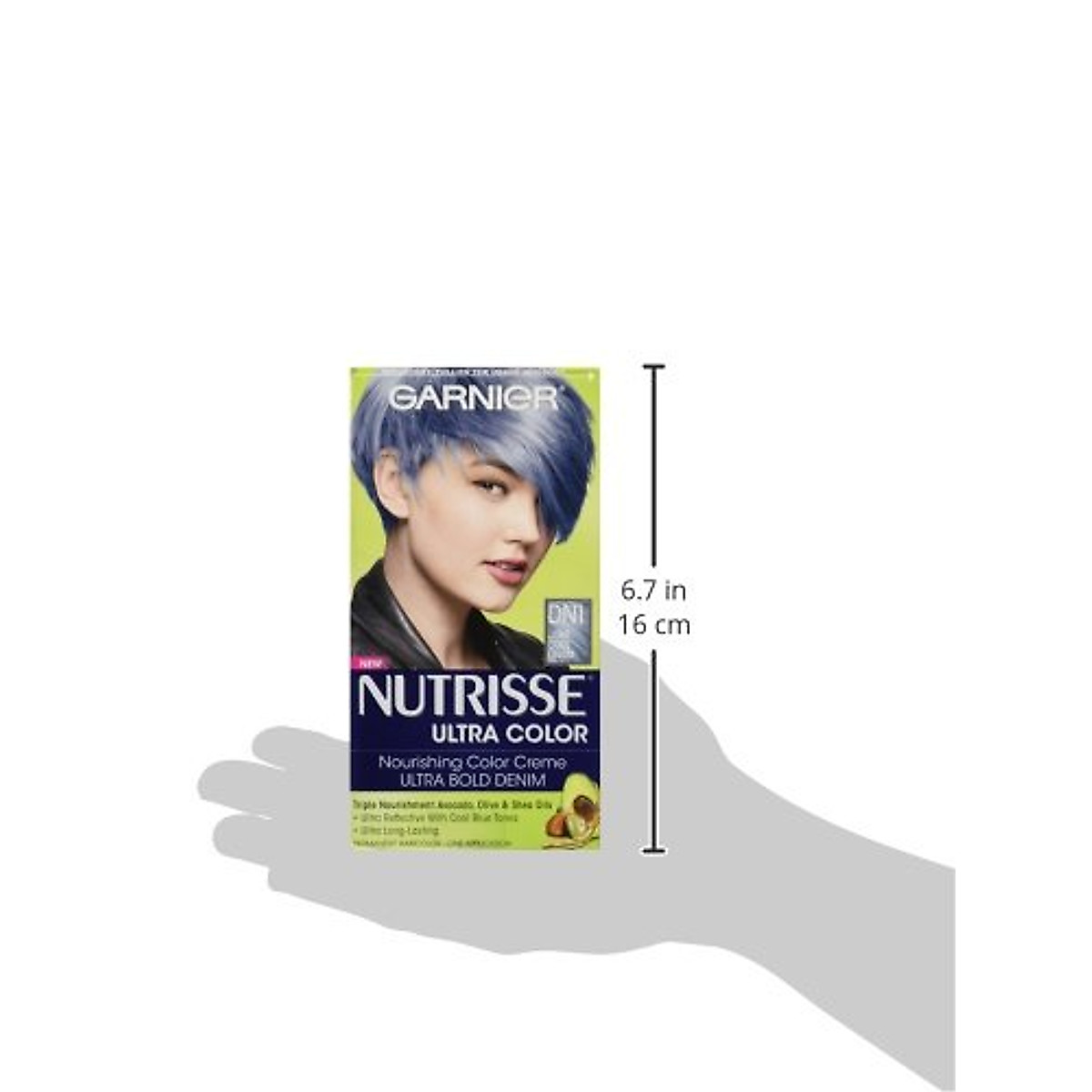 Garnier Nutrisse Ultra Color Nourishing Hair Color Creme, DN1 Light Cool Denim (Packaging May Vary), 1 Count