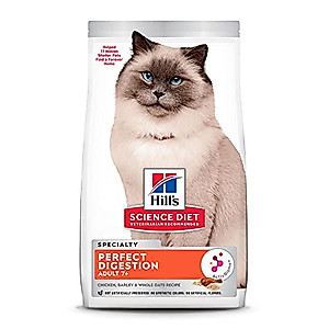 Hill's Science Diet Senior Adult 7+ Dry Cat Food, Perfect Digestion, Chicken Recipe, 3.5 lb. Bag