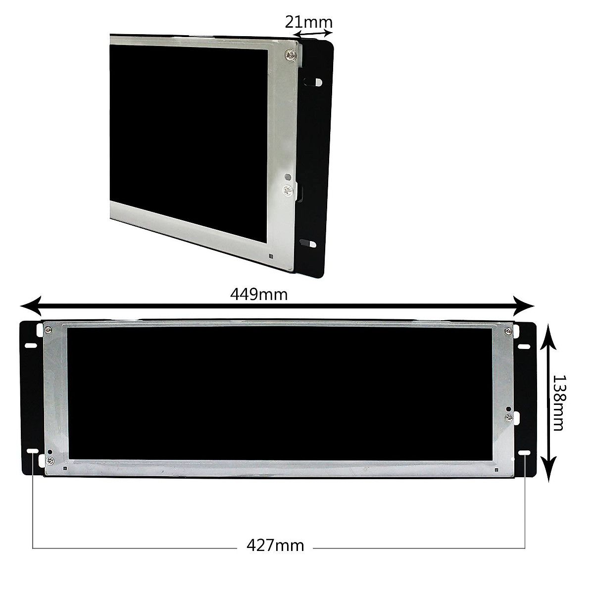 VSDISPLAY 14.9Inch 1280x390 LCD Display Screen with Shell and 12V 2A Power Adapter US Plug with 5.5x2.1mm/3.5x1.35 mm Port