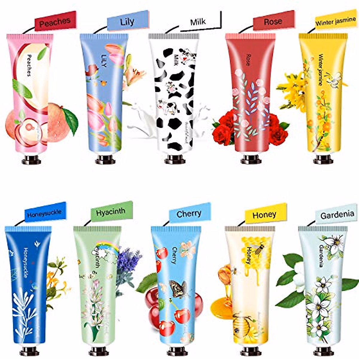 SmoBea 20 Pack x 30ml Plant Fragrance Hand Cream Gift Set, Mini Natural Plant Fragrance Hand Lition Moisturizing Daily Travel Size Hand Cream, Deeply Hydrating & Nourishing Non-Greasy Natural Aloe