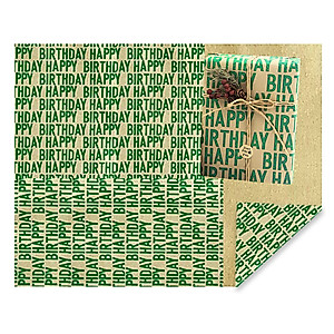 WDNUKEE Happy Birthday Wrapping Paper for Kids Girls Women Adults Boys Men,7 Sheets Classic Vintage Cowhide Birthday Gift Wrapping Paper,Birthday Wrapping Paper Folded Flat 20x28 inches each