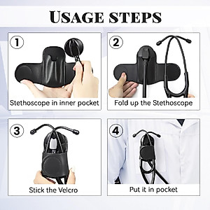 Chihutown Leather Stethoscope Holder Hip Clip, Stethoscope Hip Holder for Waist Belt, Clip-on Stethoscope Holder for Physicians Nurses (black)