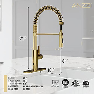 ANZZI Ola Hands Free Touchless Kitchen Faucet with Motion Sensor - Brushed Gold Finish