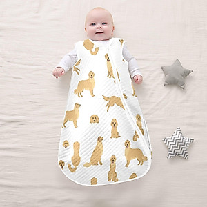 Golden Retriever Dogs Adult Goldies and Puppy Set Baby Sleeping Bag,Baby Wearable Blanket,Toddler Sleep Sack,Sleep Suit for Infant Newborn Babies 0-6 Months