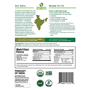 Organic Moringa Powder - 1.10 lbs (17.64 oz) | USDA Organics, Non-GMO, Kosher, Halal, Moringa Olifera Powder - 100% Raw and Natural, by SHOPOSR