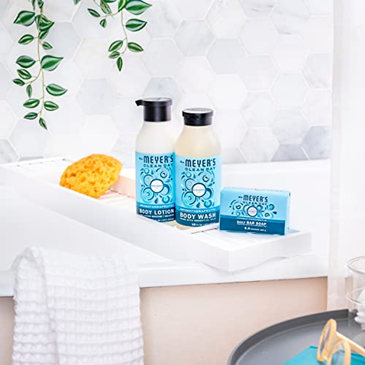 Mrs. Meyer's Moisturizing Body Wash for Women and Men, Biodegradable Shower Gel Formula Made with Essential Oils, Rain Water, 16 oz Bottle, Pack of 3