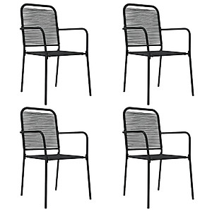 REWIS 5 Piece Patio Dining Set Patio Table and Chairs Set Outdoor Patio Dining Set Outdoor Patio Furniture Patio Set Black Cotton Rope and Steel 3156540