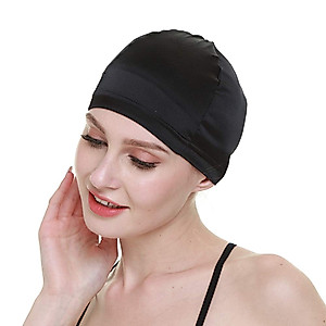 Wig Cap,100% Mulberry Silk Hair Loss Cancer Women Bald Head Elastic Band Black