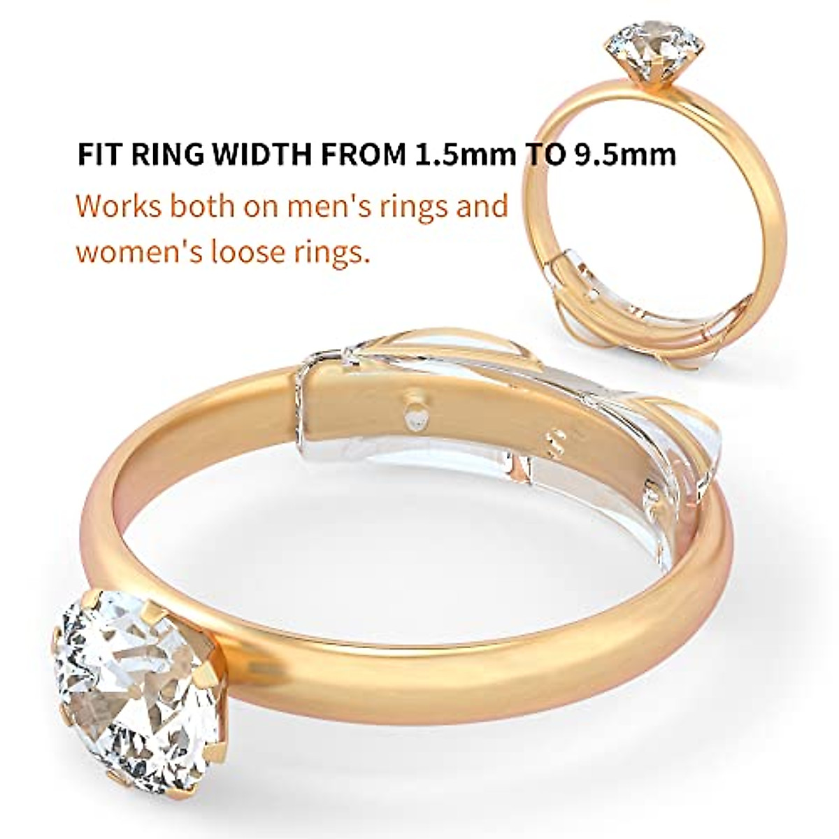 Ring Size Adjuster for Loose Rings - 60Pack, 2 Styles, Ring Guard, Ring Sizer, 10 Sizes Fit for Man and Woman Ring