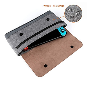Comfyable Carrying Case Fit for Nintendo Switch with 6 Game Slots, Portable Travel Pouch Protective Waterproof Cover with Pocket for Accessories, Dark Gray & Brown