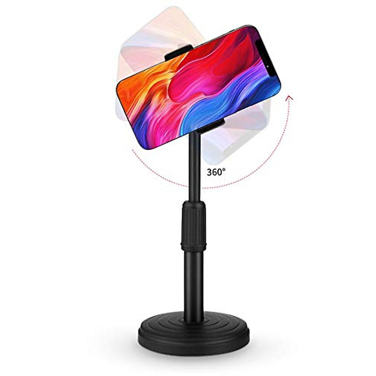 Cell Phone Stand for Live Streaming, YouTube Video/Photography, Adjustable Height & Angle Phone Holder Gooseneck Flexible Arm Universal Phone Stand for Desk , Office, Kitchen