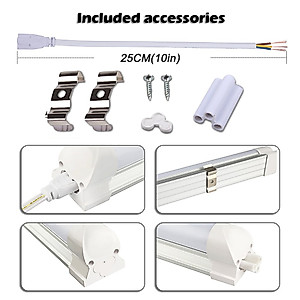 JOMITOP 6FT Integrated Led Light 56W (120W Equivalent), V-Shape Shop Light Fixture, Plug and Play, Clear Cover, Cold White 6000K, AC85-265V - Pack of 25 Units