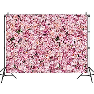 CGXINS Pink Rose Wall Picture Backdrop 7x5ft Pink Flowers Photography Backdrop for Girls Birthday Party Wedding Bridal Shower Party Banner Decoration