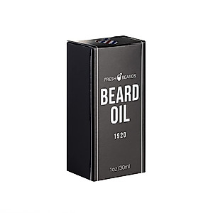 Fresh Beards 1920 Beard Oil - Classic Barbershop Fragrance - Scented Mens Beard and Mustache Oil - Soothing Anti-Itch Moisturizer & Softener for Dandruff Provention and Healthy Beard Growth