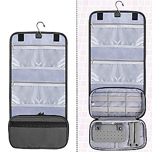 Teamoy Jewelry Roll Bag Travel Hanging Jewelry Organizers - Perfect for Business Trips, Gray (Accessories Not Included)