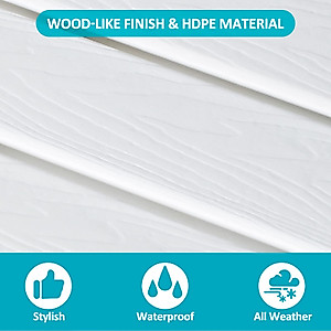 LOENIY 2 -Tier Outdoor Side Table HDPE Adirondack Table Patio Side Table with Wood-Like Grain Weather Resistant End Table Small Outdoor Table (White, Rectangle)