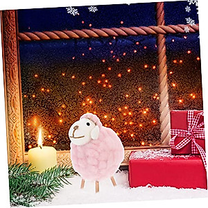 Abaodam Little Sheep Ornament Plushie Mini Dolls Desktop Fluffy Sheep Mini Sheep Statue Xmas Sheep Ornament Desktop Sheep Doll Felt Sheep Doll Crafts Christmas Sheep Decoration