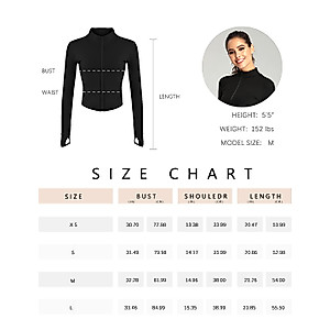 Gacaky Women's Athletic Jacket Lightweight Full Zip Up Yoga Jacket Cropped Workout Slim Fit Tops with Thumb Holes Black S