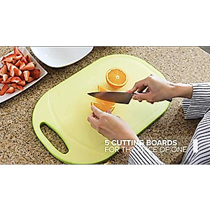 Kylermade (5 Layers) Multi-Layer Non-Slip Cutting Board, Innovative 5 layered construction, 5 Kitchen Chopping Boards for Price of 1, BPA Free, Non Porous, Dishwasher Safe, Juice Grooves (Blue)