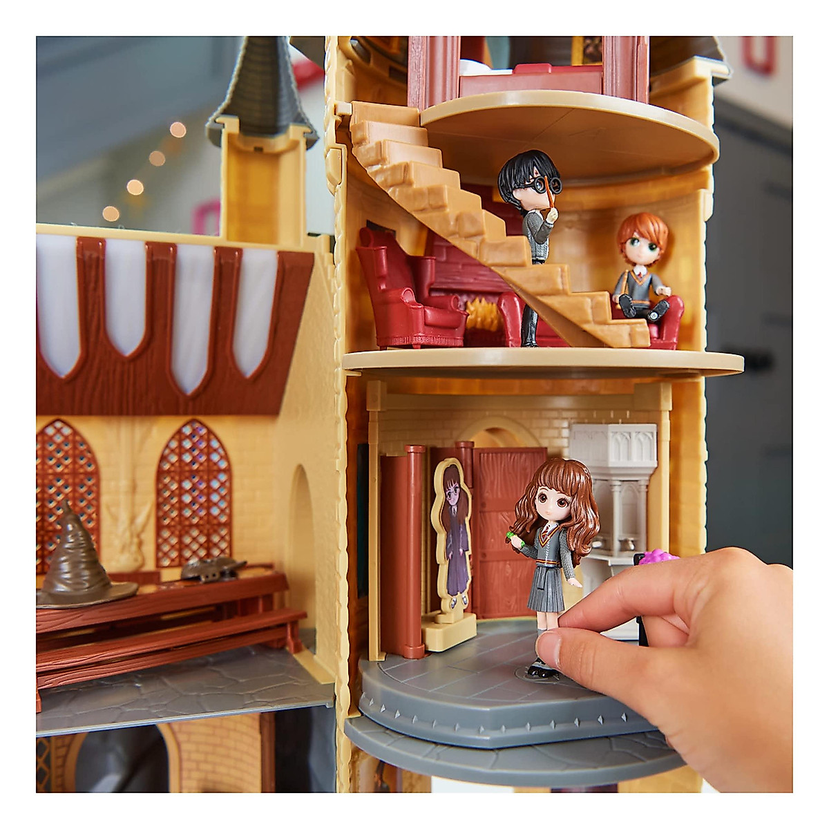 Wizarding World Harry Potter, Magical Minis Amazon Exclusive Deluxe Hogwarts Castle, 3 Classroom Playsets, 22 Accessories, 3 Figures, Lights & Sounds