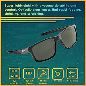 Flying Fisherman Freeline Classic Polarized Sunglasses, Matte Black Frames/Smoke Lenses, Medium