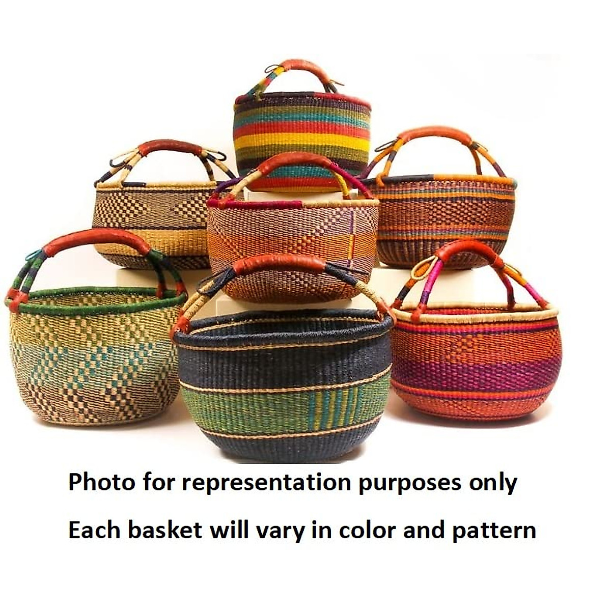 Medium Bolga African Bolga Ghana Basket Fair Trade Ghana Baskets toys Egg baskets - Medium: 11 "-13") (COLORS VARY) 1 EACH