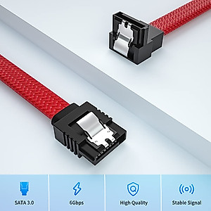 ELECPOW SATA 3.0 Cable(5 Pack), SATA III Right Angle 90 Degree HDD SDD Data Cable, Nylon Braided Cable with Locking Latch for SATA HDD, SSD, CD Driver, CD Writer(20 Inch)