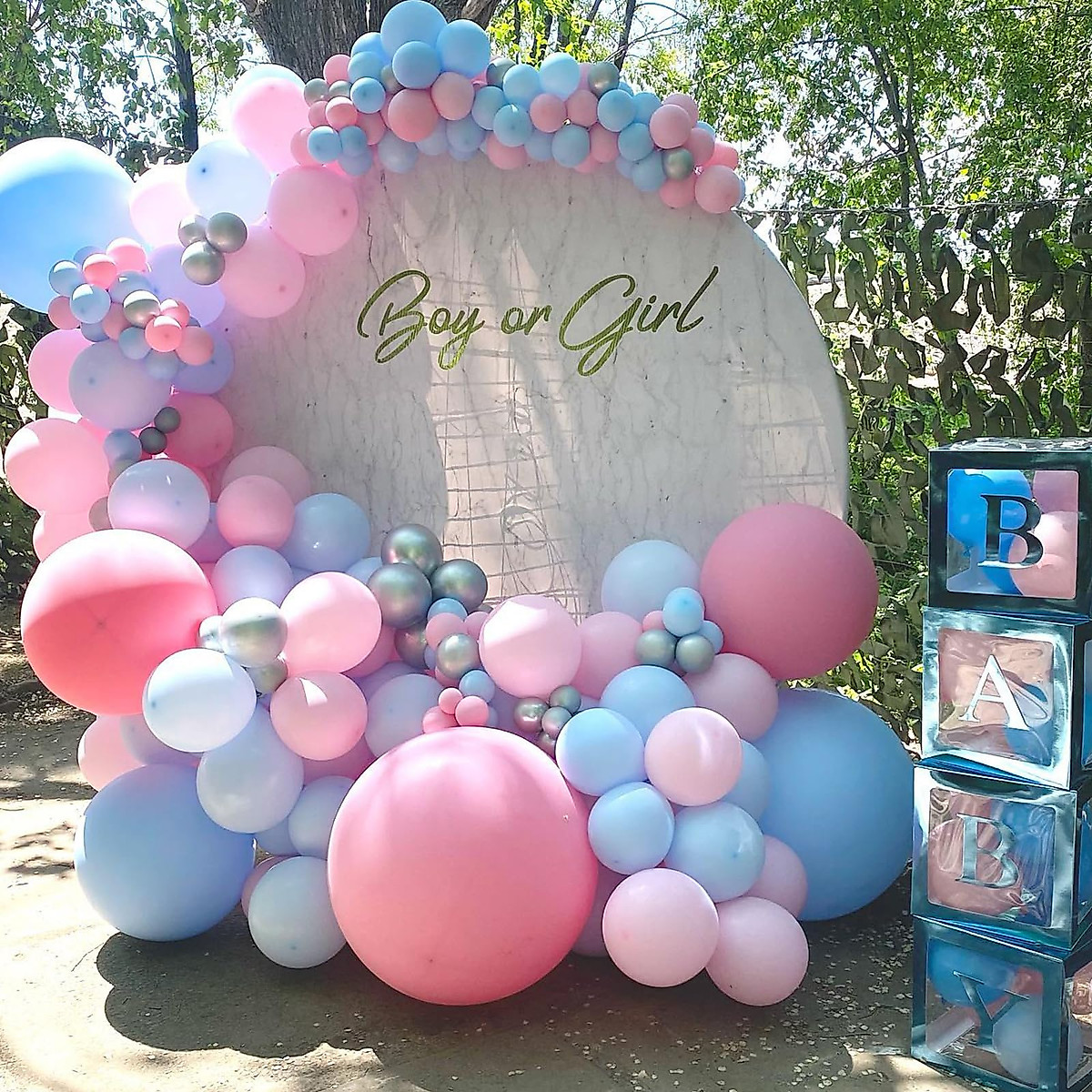 Pink and Blue Balloons, 12 Inch Metallic Blue Pink Balloons Pastel Blue Pink Confetti Balloon for Baby Shower Party Balloons Gender Reveal Birthday Wedding Bridal Party Graduation Decoration