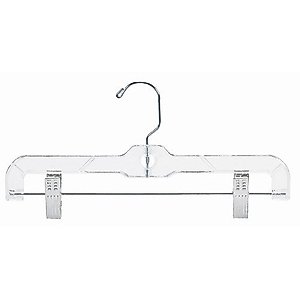 Only Hangers 12" Heavyweight Clear Plastic Childrens Pant/Skirt Hangers Box of 25