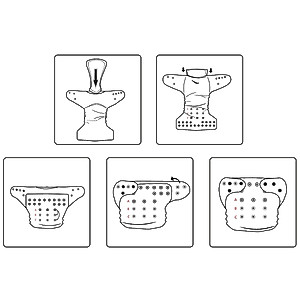 DoDo Bear Baby Cloth Diapers One Size Adjustable Washable Reusable for Baby Girls Boys 6 Pack + 6 Insert and Wet Diaper Bags(Color09)