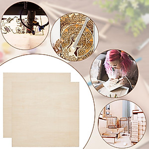 BENECREAT 2PCS Wood Veneer Sheets Laser Cut, 12x12 Inches Self Adhesive Rectangle Wood Panels for DIY Painting, Laser Projects, Woodworking, Model Making, 3mm Thick