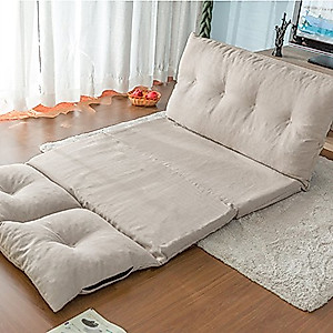 Harper & Bright Designs Floor Sofa Adjustable Lazy Sofa Bed, Foldable Mattress Futon Couch Bed, Beige