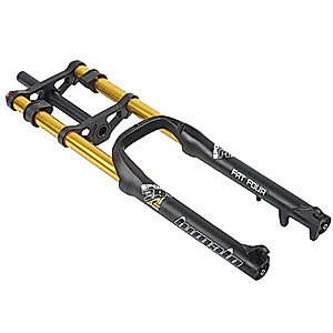 Syvrac Bike Suspension Fork 26" for Mountain Bike DH Air Double Shoulder Downhill Rappelling Shock Absorber Straight Tube Ultralight Bicycle Shock Absorber Rebound Adjust (Gold)