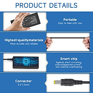12V 5A Sceptre Monitor Power Cord, AC Adapter for Sceptre EC Series 35" 32" 30" 27" 24" 22" 20" 19" 15", E248W E225W E205W E275W C305W-2560UN C325W-1920R Screen Monitor Power Supply Charger
