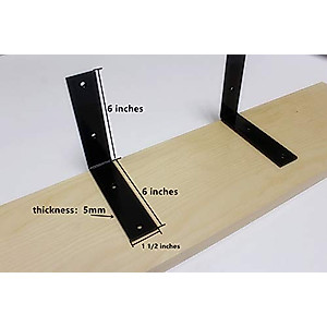 8 PCS L 6" x H 6" x W 1.5", 5mm Thick Heavy Duty Metal Wall Brackets Steel L Bracket for Hanging DIY Storage Or Decorative Shelving - Hang a Bookshelf Or Industrial Shelves - Shelf Supports