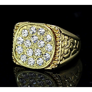 Classy Nugget Design 14k Gold Tone AAA Cz Hip Hop Pinky Ring (9)