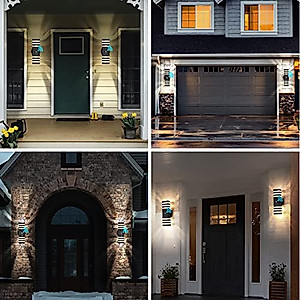 tewei Dusk to Dawn Outdoor Wall Lights, Modern Exterior Light Fixture, 3-Layer Up and Down Matte Black Outdoor Lights IP65 3000K Warm White Waterproof Modern Wall Sconce for Garage Porch, 2 Pack