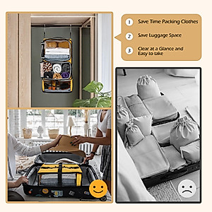 Surblue Hanging Shelves Travel Compression Packing Cube for Carry-on Luggage Suitcase Collapsible Transformable Garment Closet Organizers Large Capacity, Yellow, XL