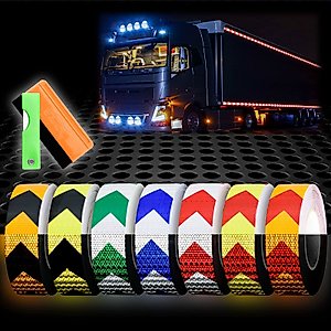 Free Tool Kit Arrow Green/White 2" Inch x120 Foot Reflective Safety Tape Warning Caution Adhesive Conspicuity Marking Decal Sticker Roll Truck RV Trailer Boat ATV Construction