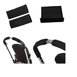 3 pc Cushion Shoulder Harness Pad Covers and Handlebar Covers Grips Slip On for BOB Joggers Baby Child Strollers and/or Car Seats Accessories Replacement Parts (Handlebar Grips Only)