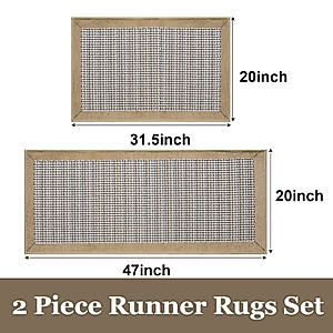 Insun 2 Piece Absorbent Kitchen Runner Rug Set in Front of Sink, Non Slip Rubbers Kitchen Mat Sets for Floor,Washable Kitchen Rug Sets for Hallway,Laundry Room,Khaki,20"x31.5"+20"x47"